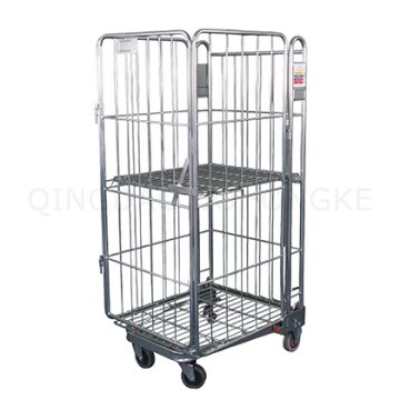 4 Sided Warehouse Roll Container with Foldable, Nestable Factoy In ...